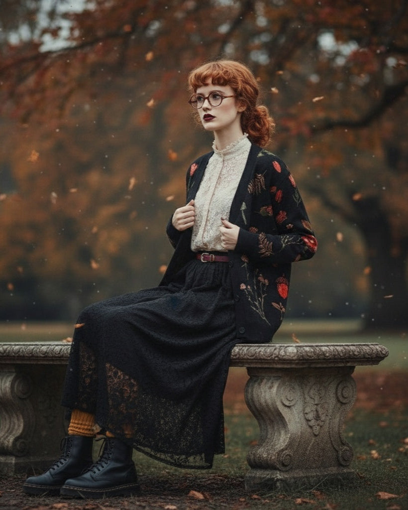 Herbology Knitted Cardigan – Rogue + Wolf Cotton Botanical Cottagecore Cardigan