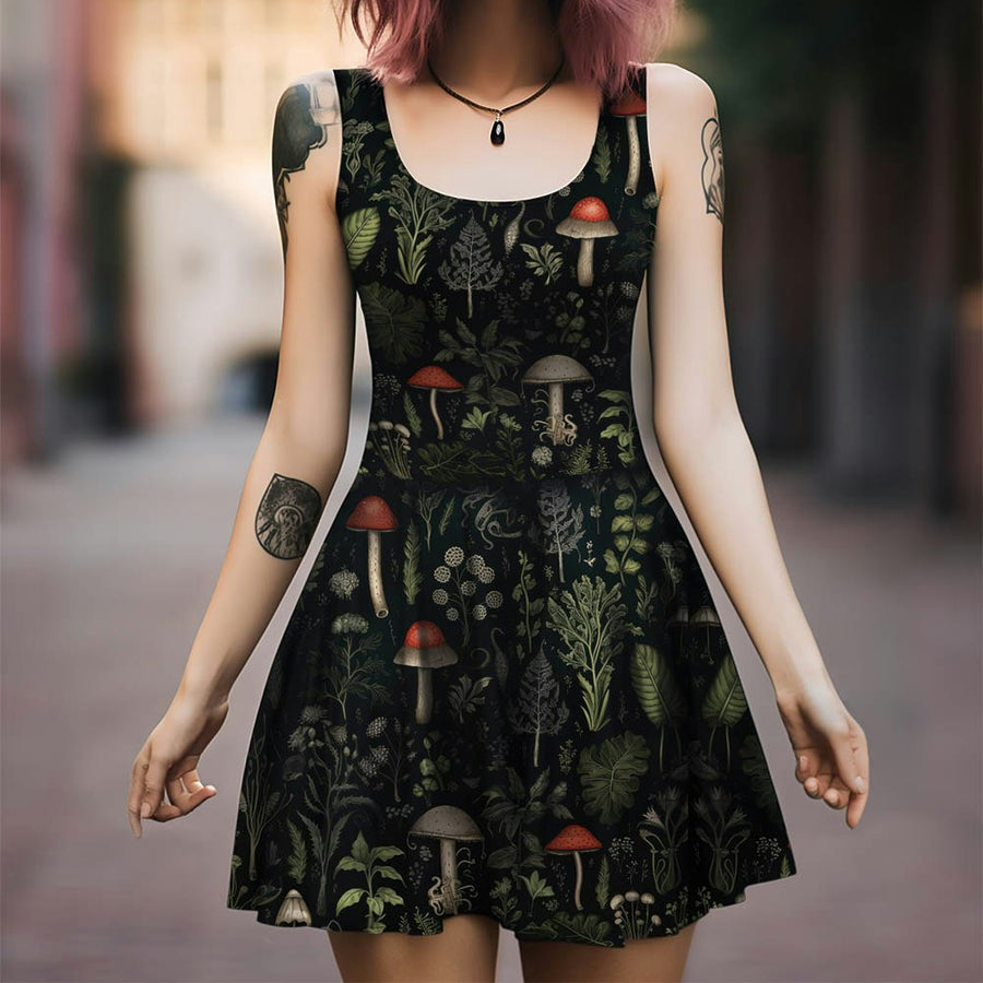 Foraging Skater Dress - Dark Academia Cute Botanical Vegan Dress, Witc ...