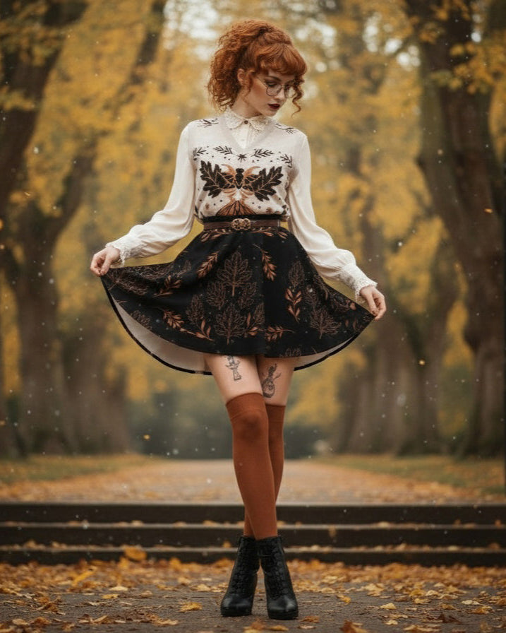 Autumnalis Skater Skirt – Rogue + Wolf Polyester Dark Academia Skirt