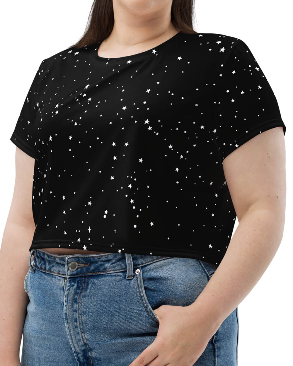 Starry Night Crop Top - Cute Black Witchy Crop Tee Alt Style Gothic Gr ...