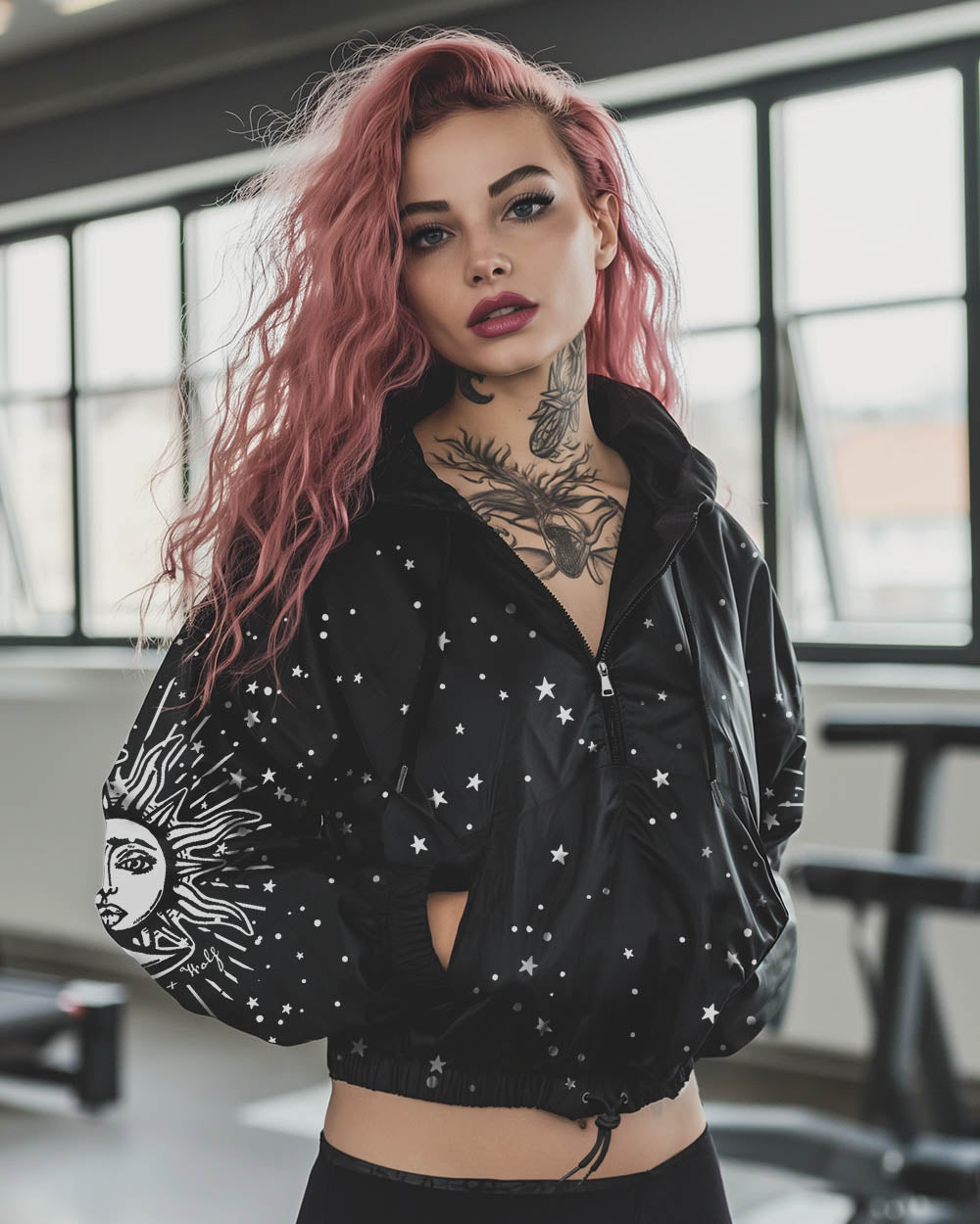 Astral Cropped Windbreaker – Rogue + Wolf Polyester Celestial Windbreaker