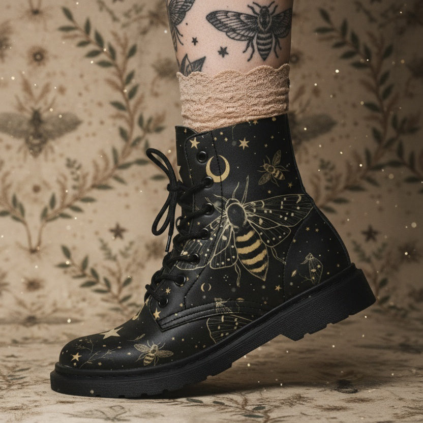 Bee Constellation Boots – Rogue + Wolf Vegan-Leather Gothic Witch Boots