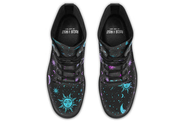 Celestial Pastel Boots - Vegan Leather Doc-Style Boots with Durable St ...