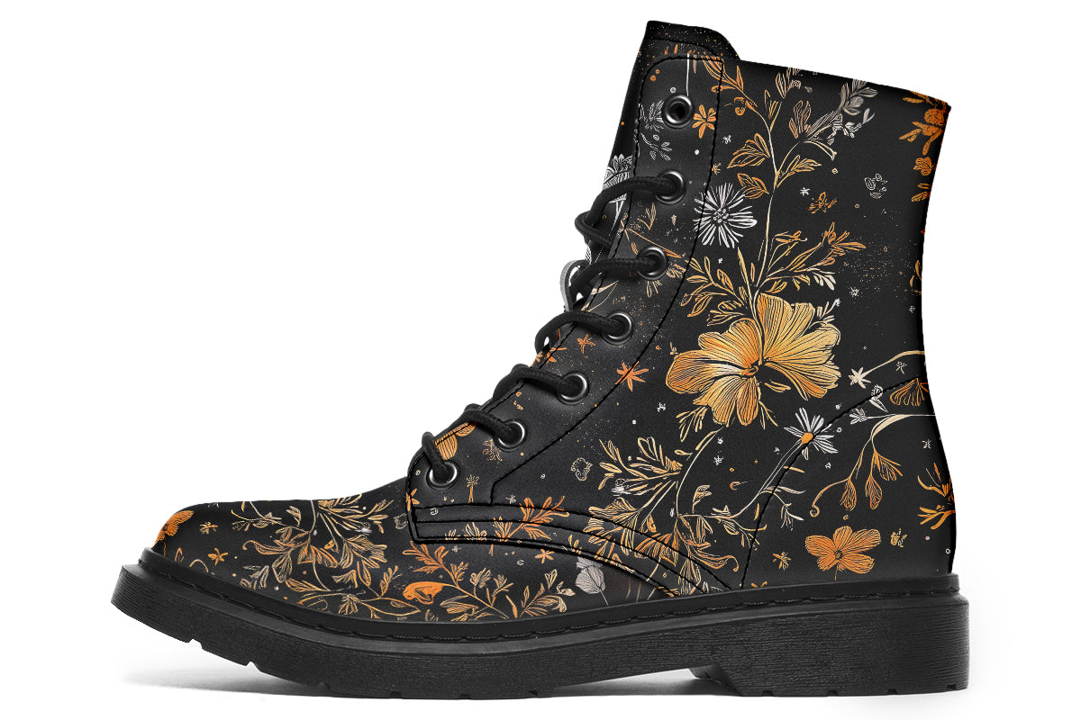 Emberblossom Boots - Vegan Leather Doc-Style Boots with Durable Stitch ...