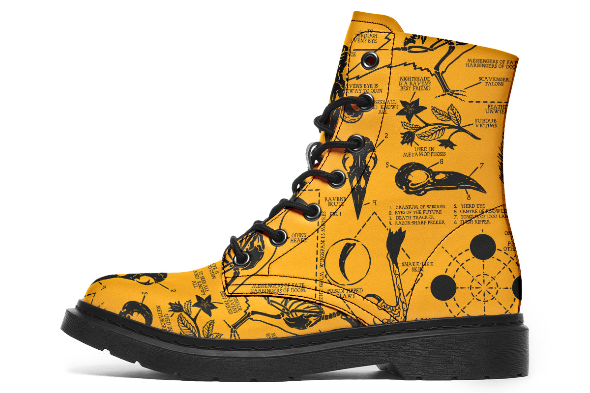 Mustard Raven Study Boots – Rogue + Wolf Mustard Vegan-Leather Witchy Boots