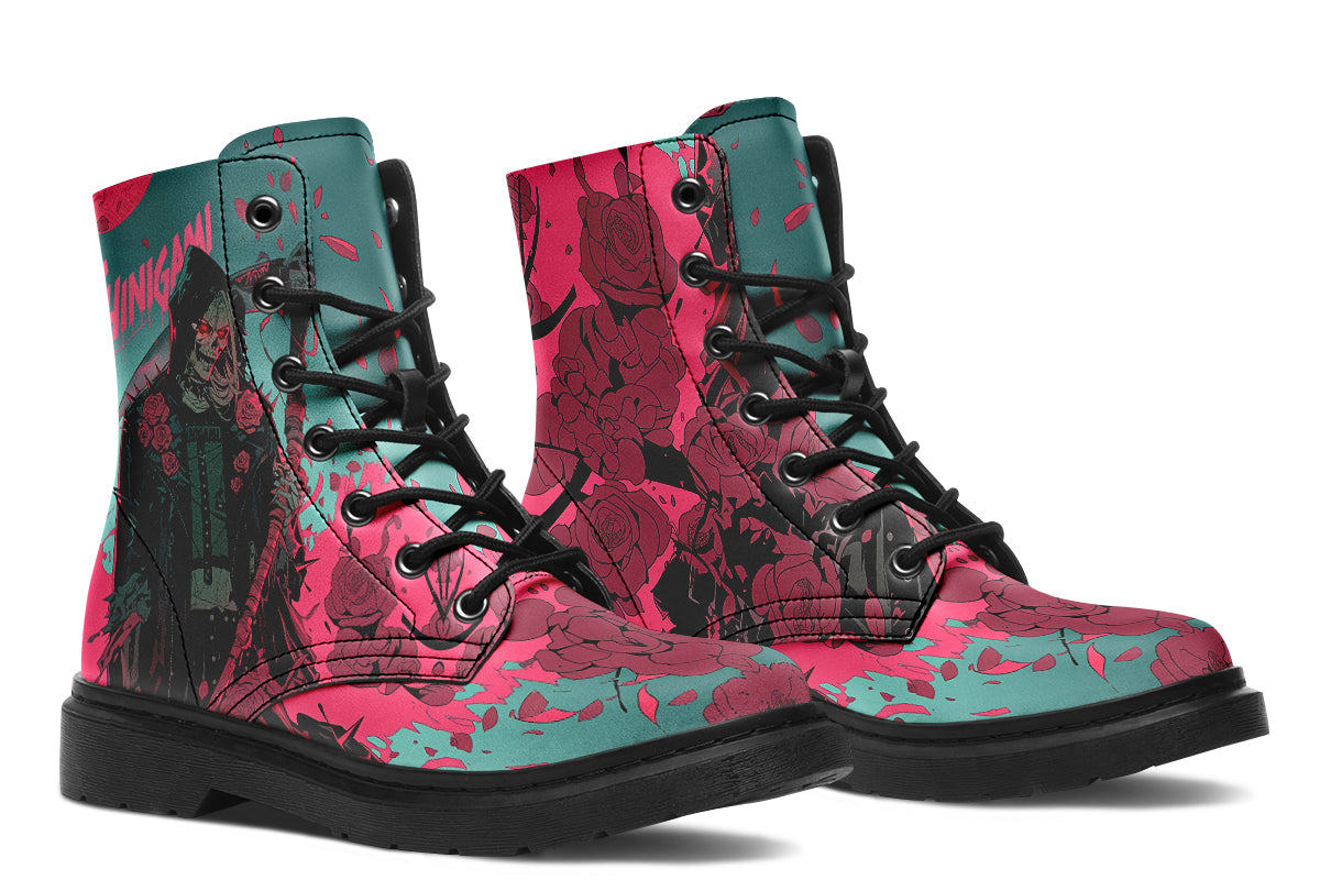 Shinigami Boots – Rogue + Wolf Pink Vegan-Leather Gothic Anime Boots