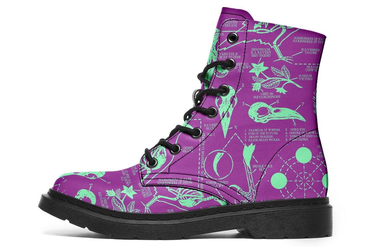 Ultraviolet Raven Study Boots – Rogue + Wolf Vegan PU Gothic Boots