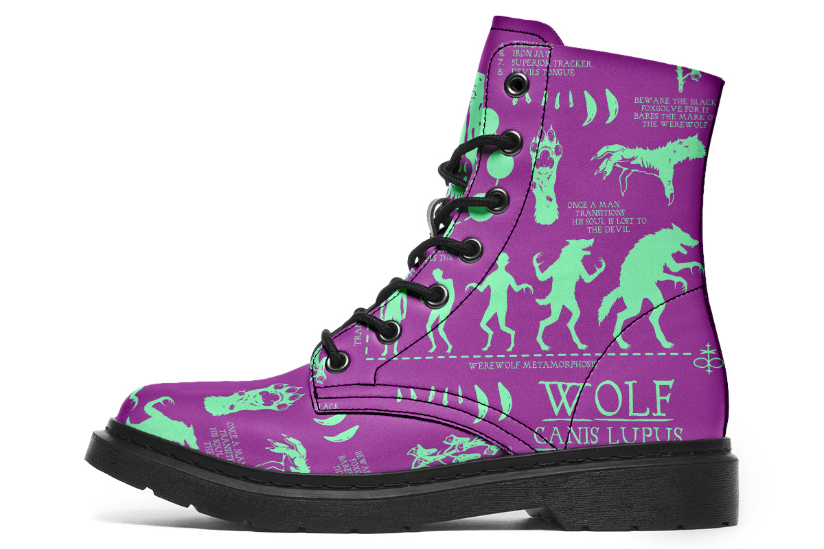 Ultraviolet Wolf Study Boots – Rogue + Wolf Vegan PU Leather Gothic Boots