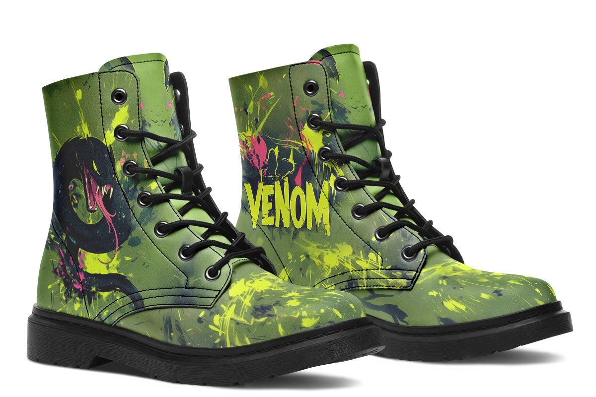 Venom Boots – Rogue + Wolf Vegan PU Leather Witchy Occult Graffiti Boots