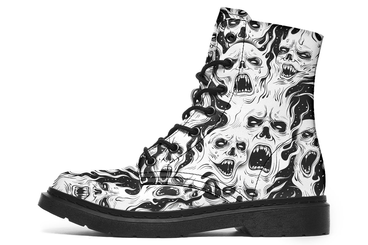 White Torment Boots – Rogue + Wolf White Vegan-Leather Gothic Horror Boots