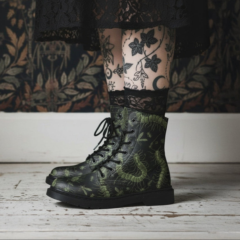 Centipeda Tenebris Boots – Rogue + Wolf Vegan PU Gothic Witch Boots