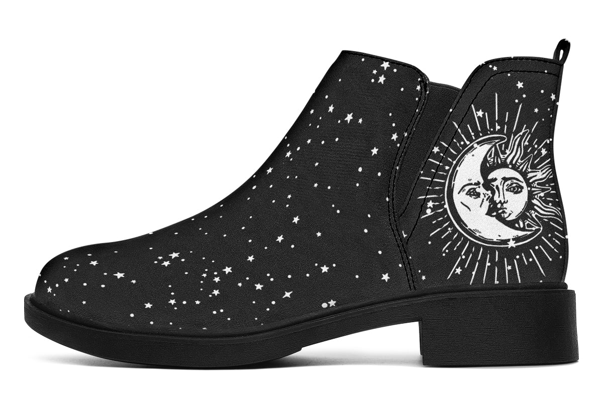 Astral Chelsea Boots – Rogue + Wolf Vegan Suede Celestial Witch Boots