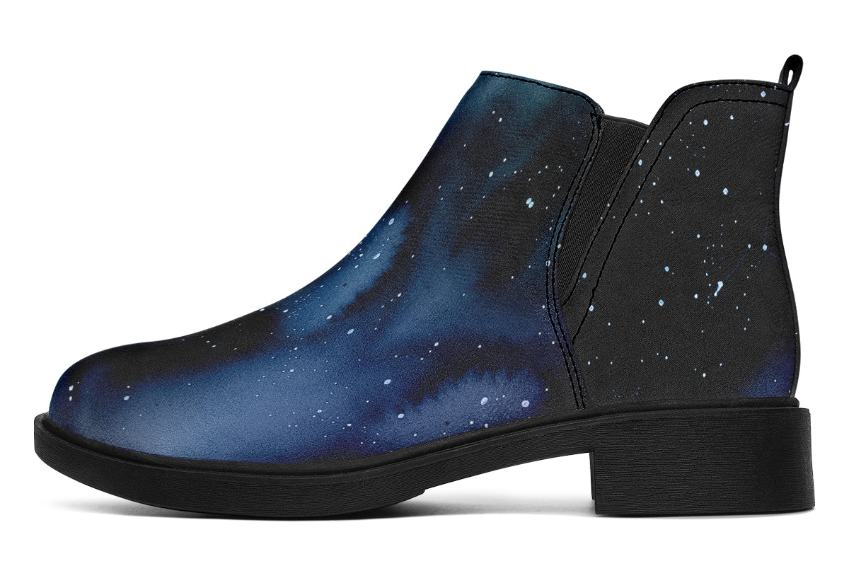 Deep Blue Chelsea Boots – Rogue + Wolf Micro Suede Witchy Celestial Boots
