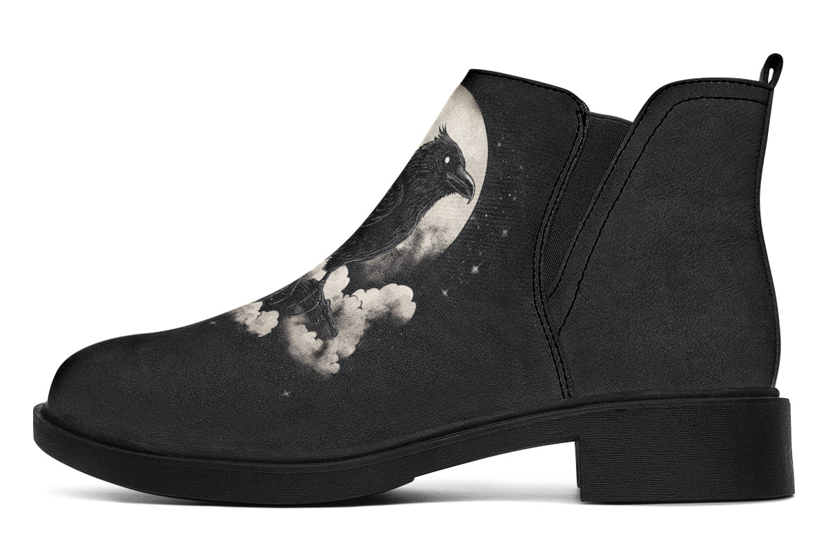 Doom Raven Chelsea Boots – Rogue + Wolf Vegan Suede Witchy Goth Boots
