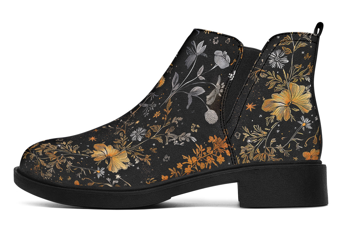 Emberblossom Chelsea Boots – Rogue + Wolf Vegan Suede Witchy Floral Boots