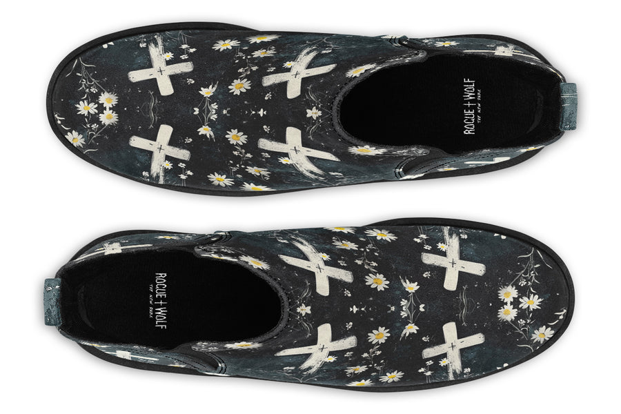 Graveyard Bloom Chelsea Boots – Rogue + Wolf Vegan Suede Witchy Gothic ...