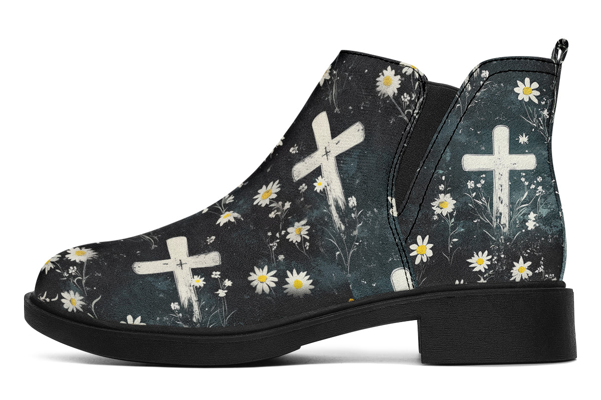 Graveyard Bloom Chelsea Boots – Rogue + Wolf Vegan Suede Witchy Gothic ...