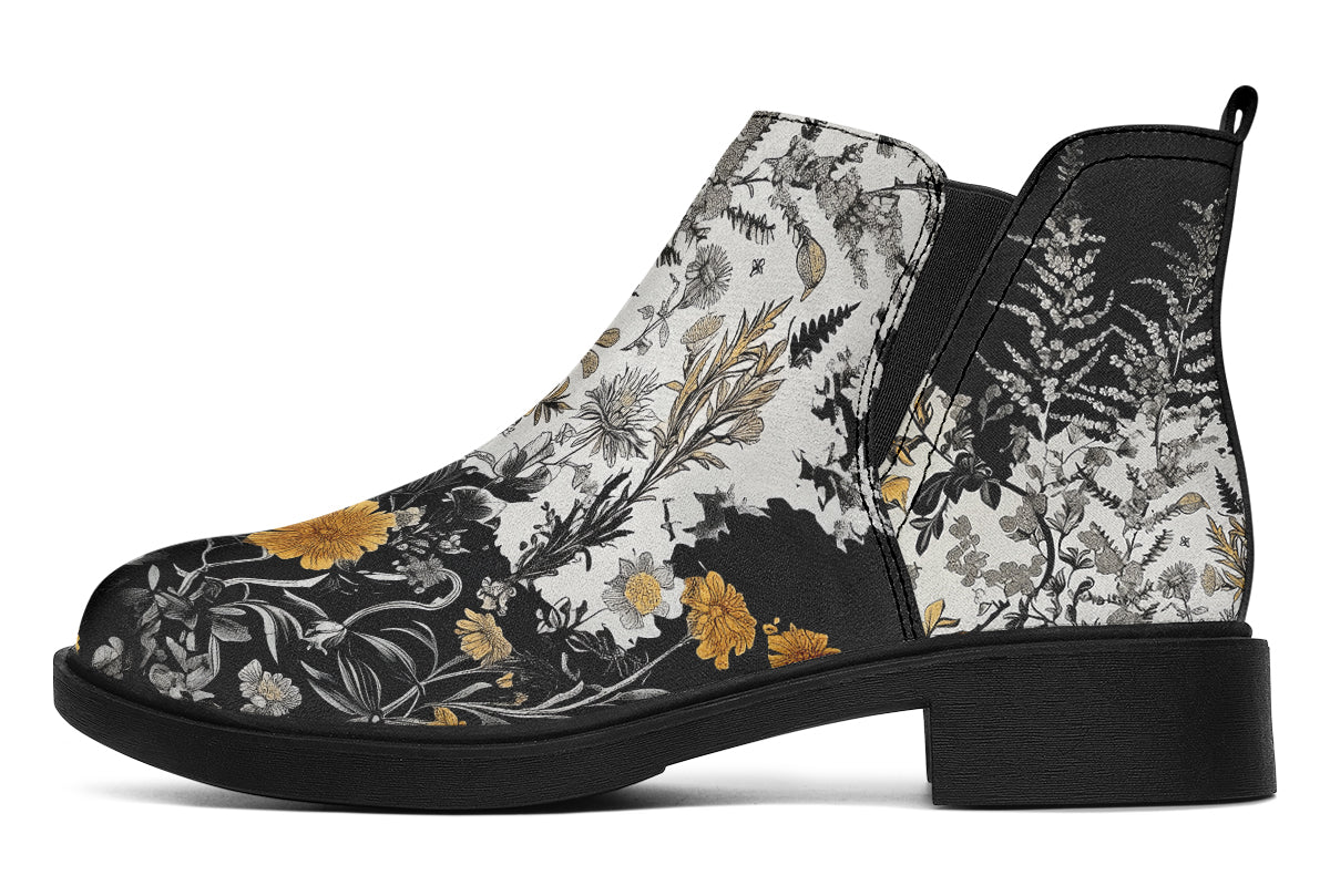 Shadow Ferns Chelsea Boots – Rogue + Wolf Vegan Suede Witchy Botanical ...