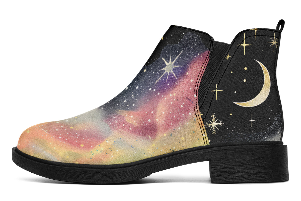 Starlit Wanderer Chelsea Boots – Rogue + Wolf Micro Suede Celestial Boots