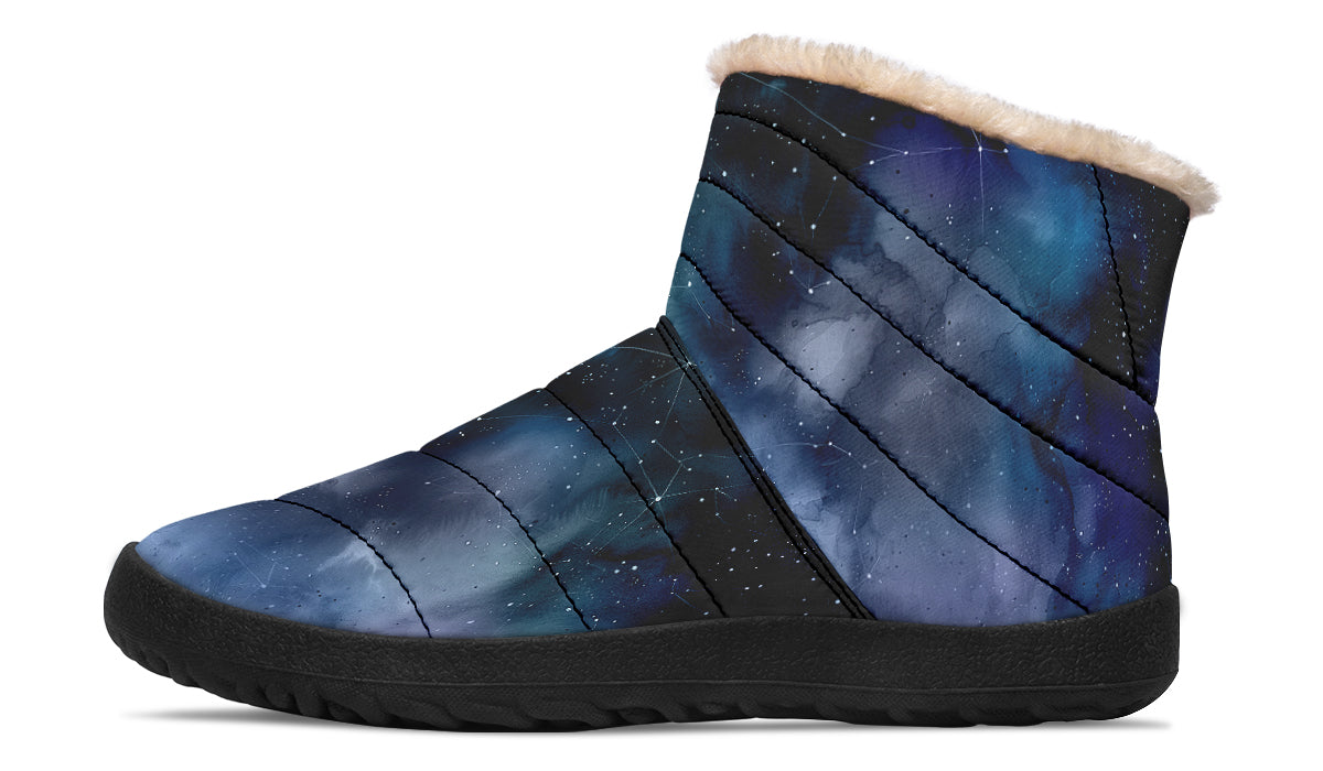 Deep Blue Comfy Winter Boots – Rogue + Wolf Nylon Celestial Witchy Boots