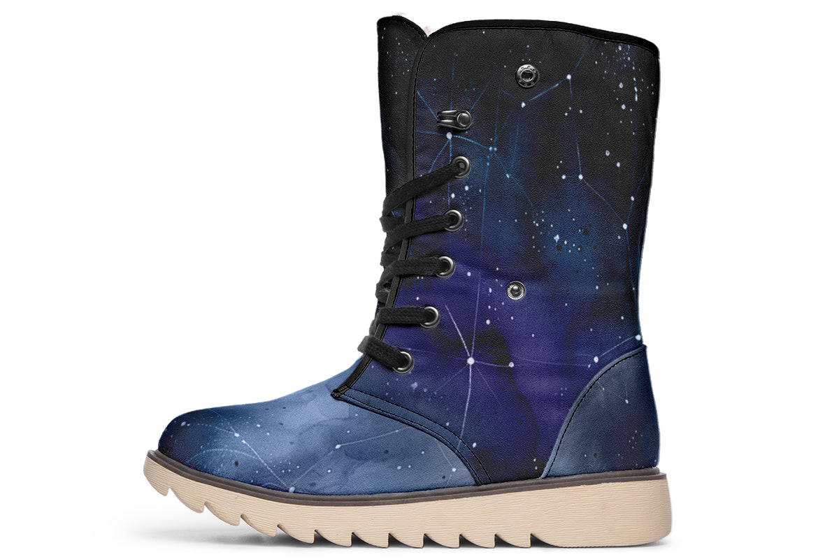 Deep Blue Fold Over Winter Boots – Rogue + Wolf Micro-Suede Celestial Boots