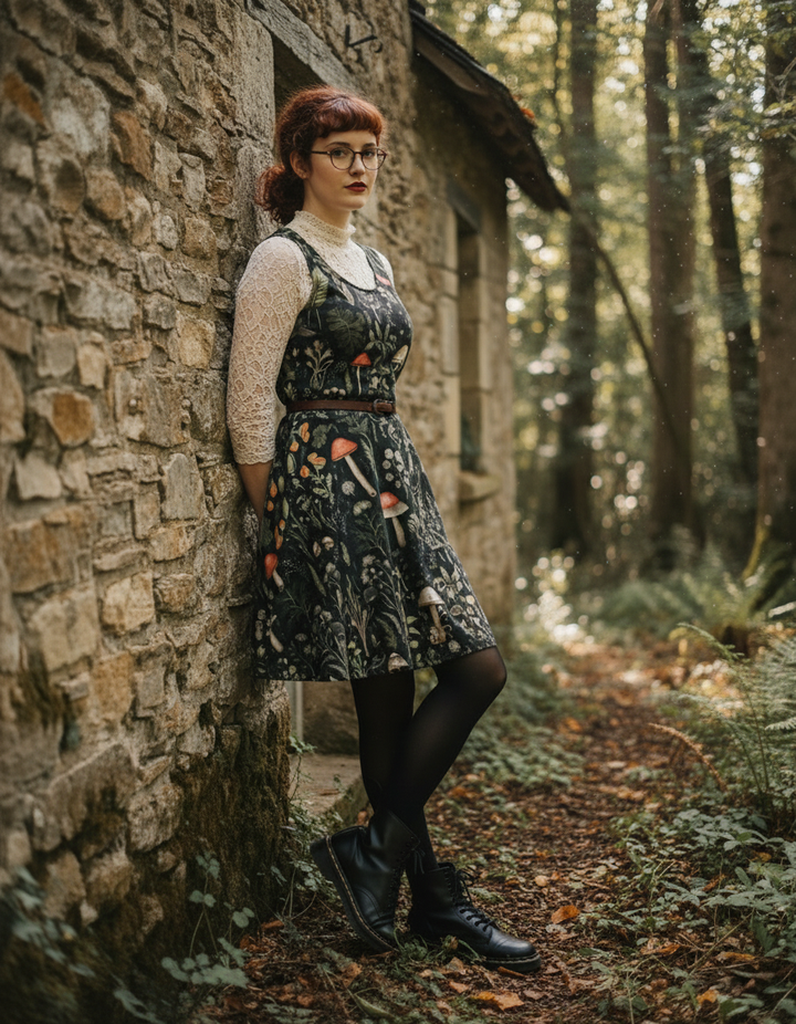 Foraging Skater Dress – Rogue + Wolf Polyester Witchy Goth Skater Dress
