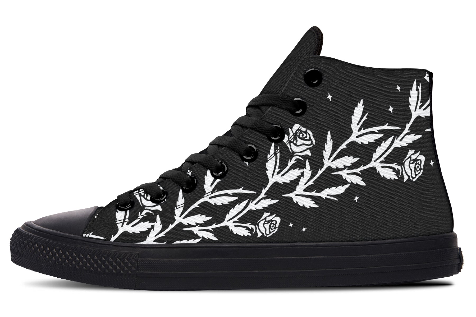 Black Widow High Tops – Rogue + Wolf Black Canvas Witchy Sneakers