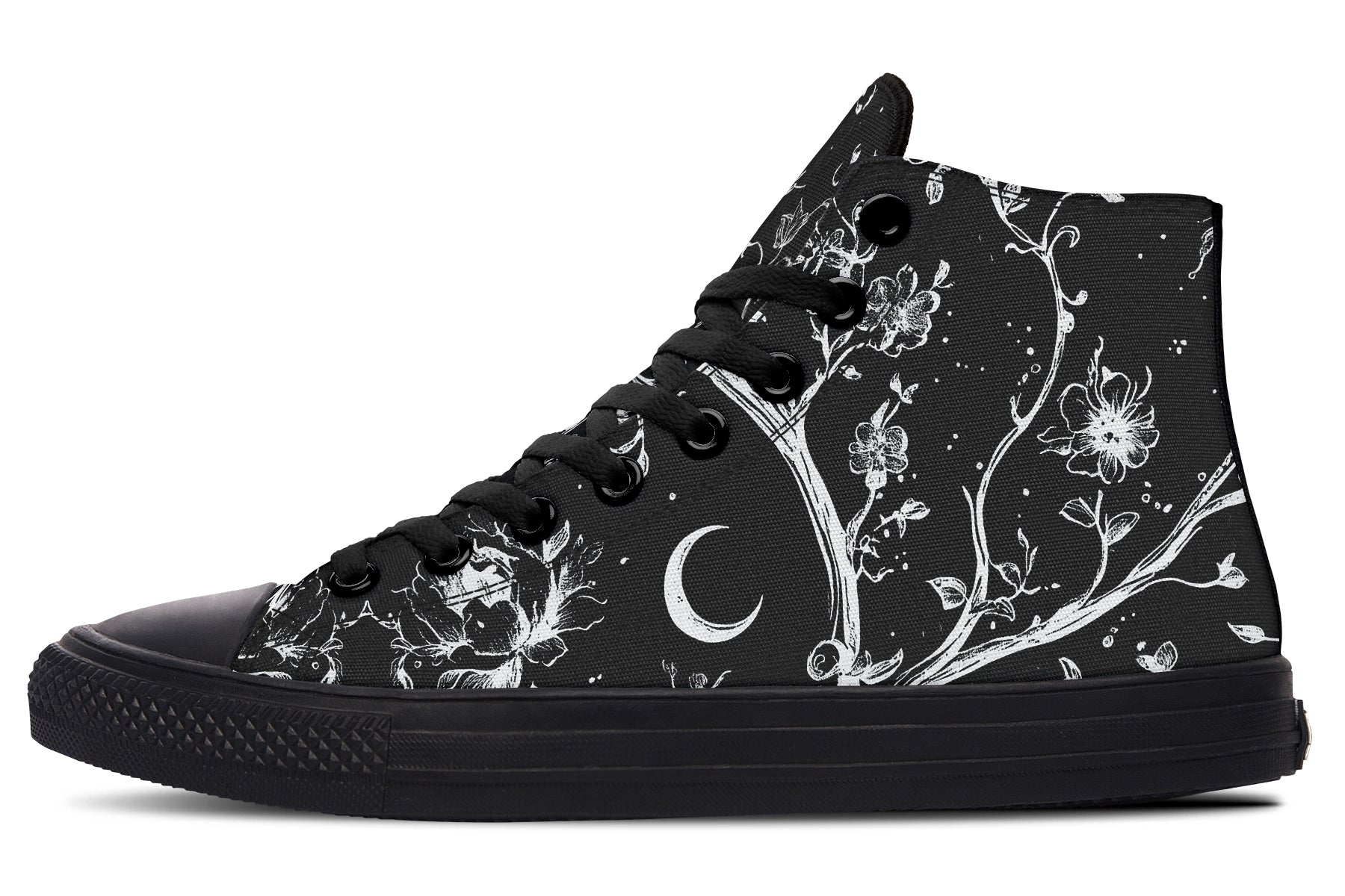 Black Night Stroll High Tops – Rogue + Wolf Canvas Witchy Gothic Sneakers