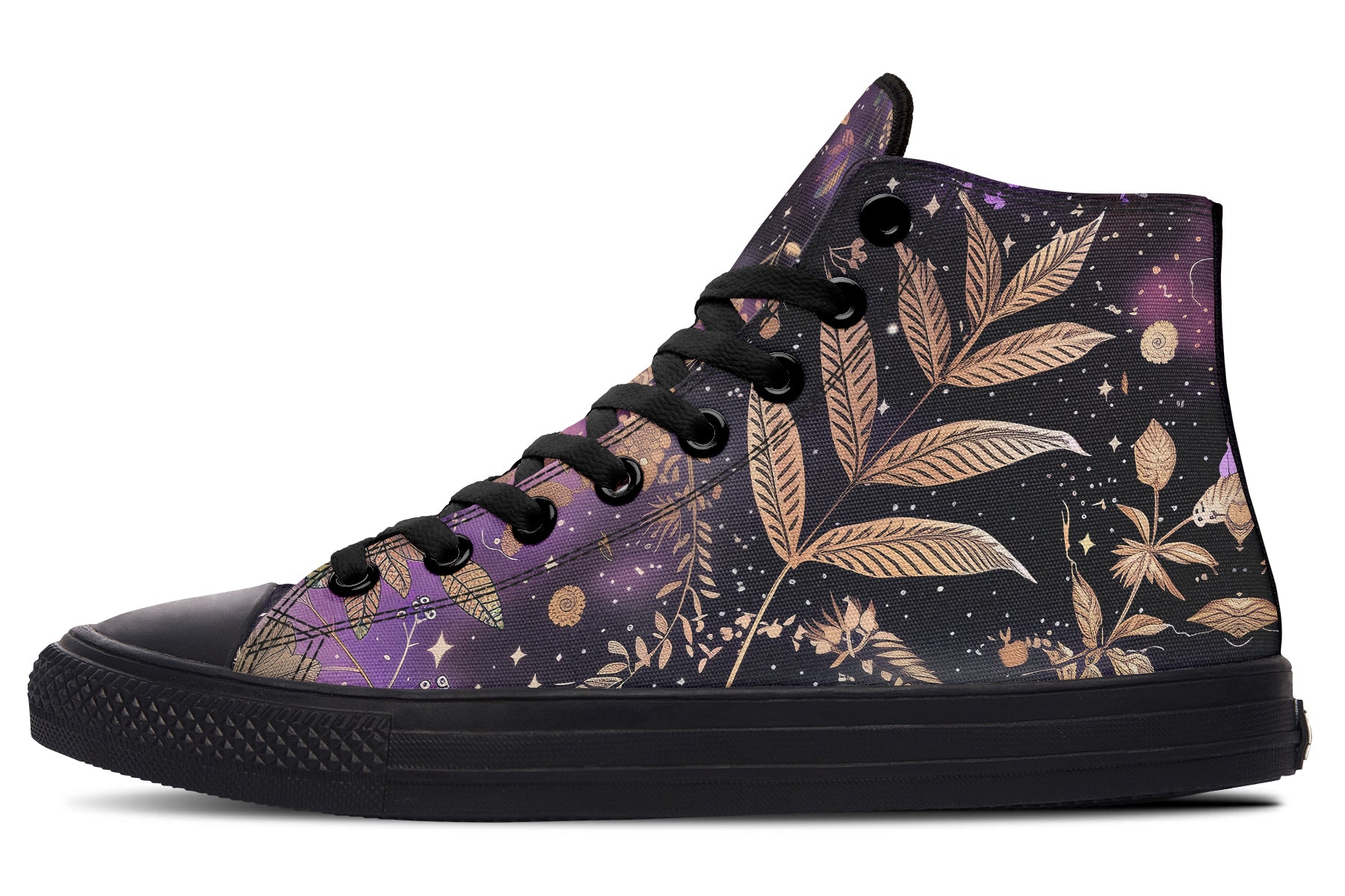 Galactic Bloom High Tops – Rogue + Wolf Purple Canvas Celestial Sneakers