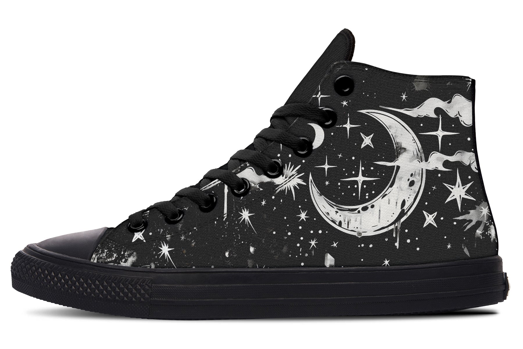 Nightfall High Tops – Rogue + Wolf Black Canvas Celestial Sneakers