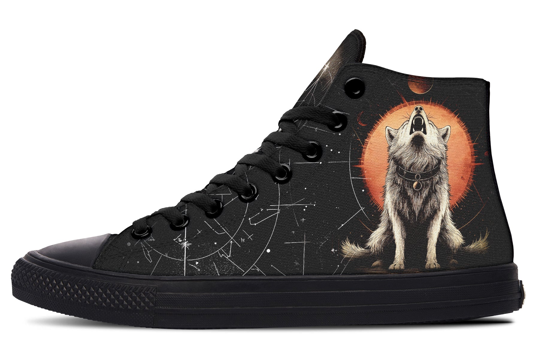 Solar Wolf High Tops – Rogue + Wolf Black Vegan Canvas Witchy Sneakers