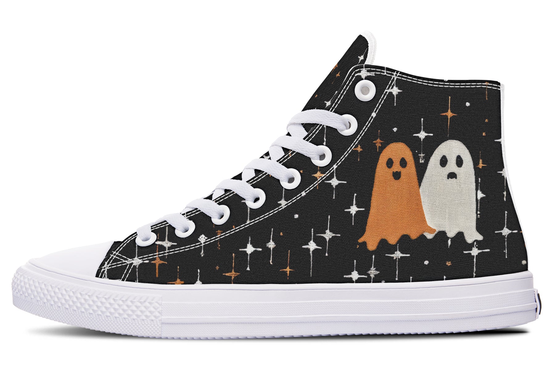 Ghost Besties High Tops – Rogue + Wolf Orange Canvas Pastel Goth Sneakers