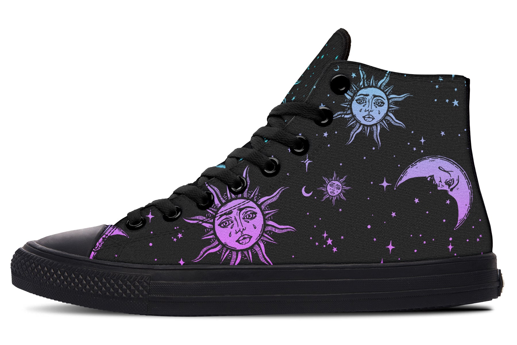 Celestial Pastel High Tops – Rogue + Wolf Teal Canvas Gothic Sneakers