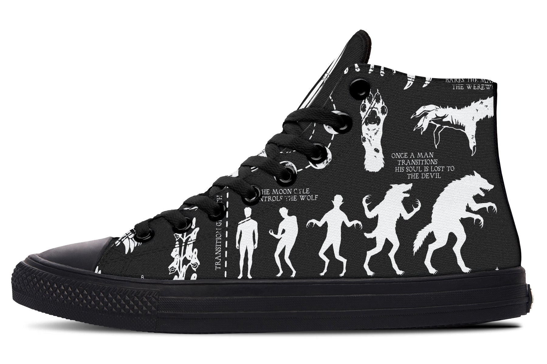 Wolf Study High Tops – Rogue + Wolf Black Vegan Canvas Occult Sneakers