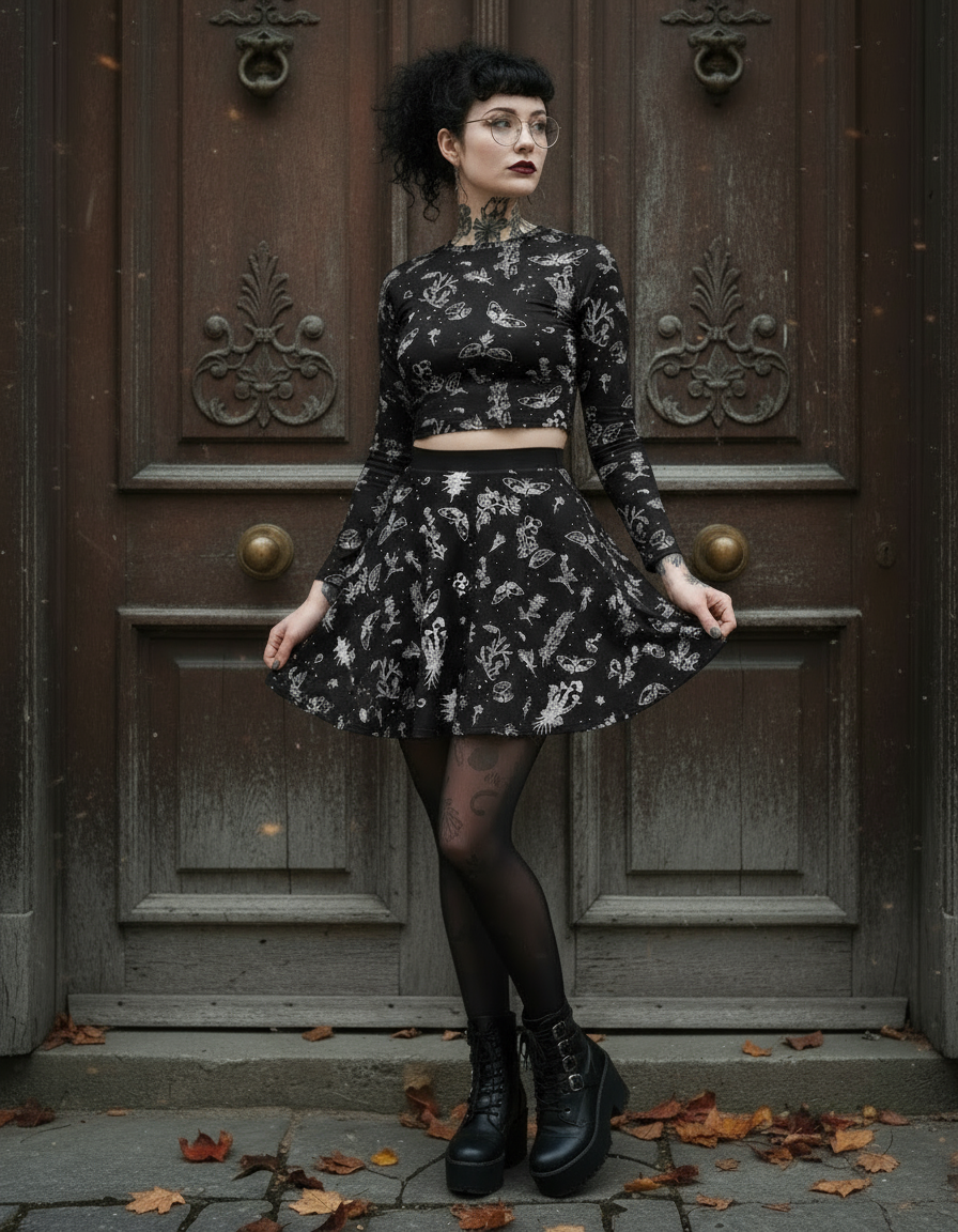 Nightshade Long Sleeve Crop Top – Rogue + Wolf Recycled-Poly Witchy Top