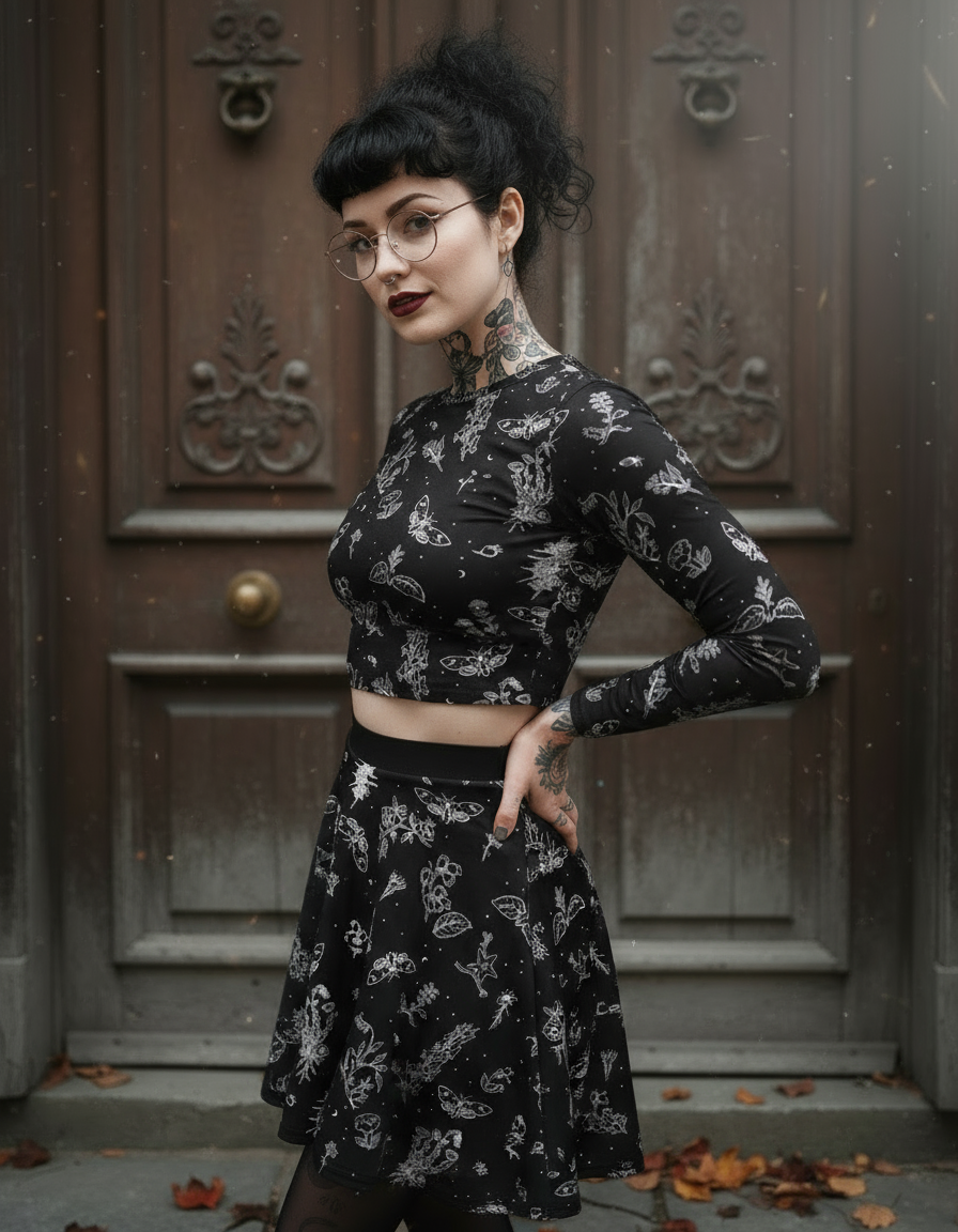 Nightshade Long Sleeve Crop Top – Rogue + Wolf Recycled-Poly Witchy Top