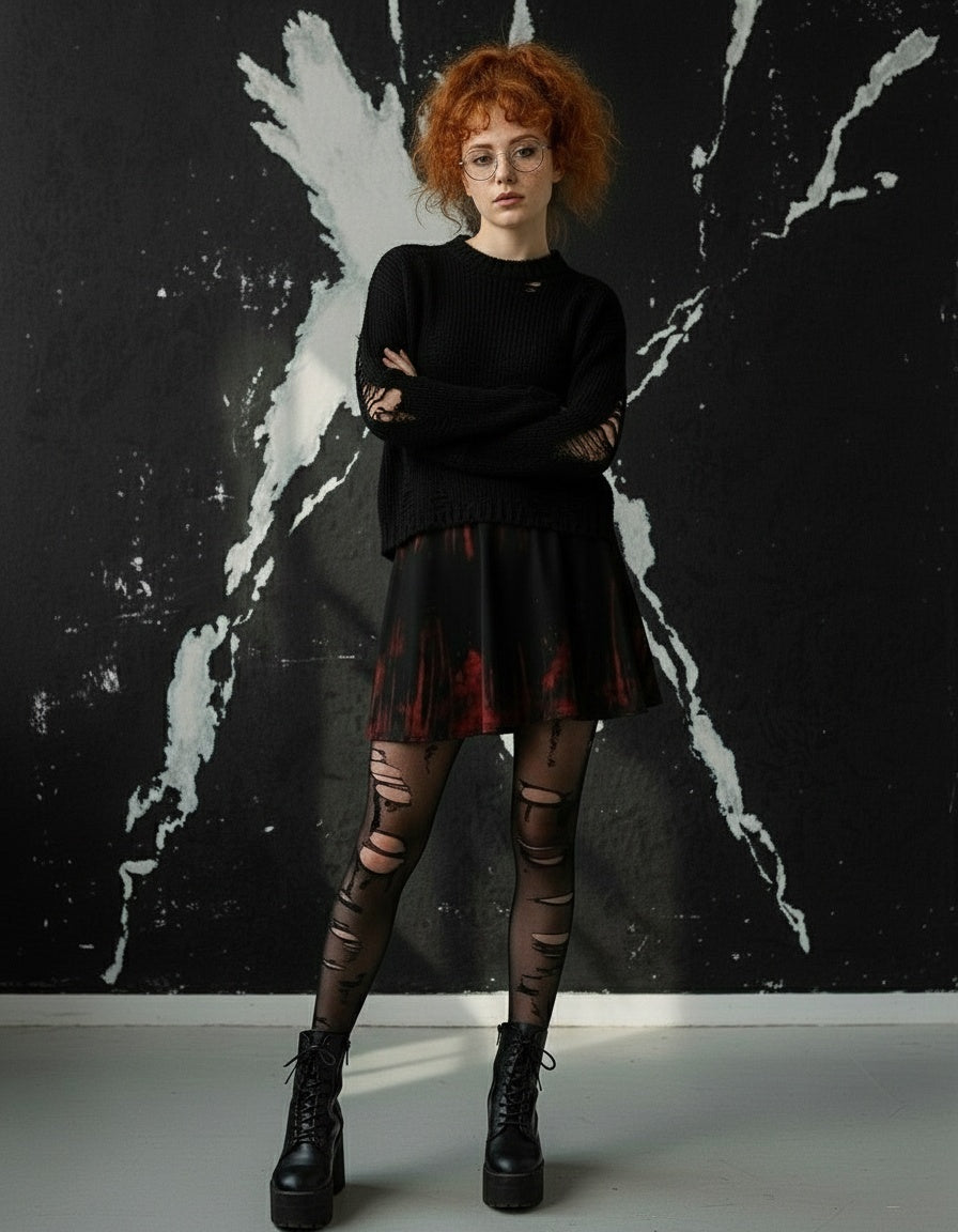 Oops My Bad Skater Skirt – Rogue + Wolf Printed Gothic Skirt