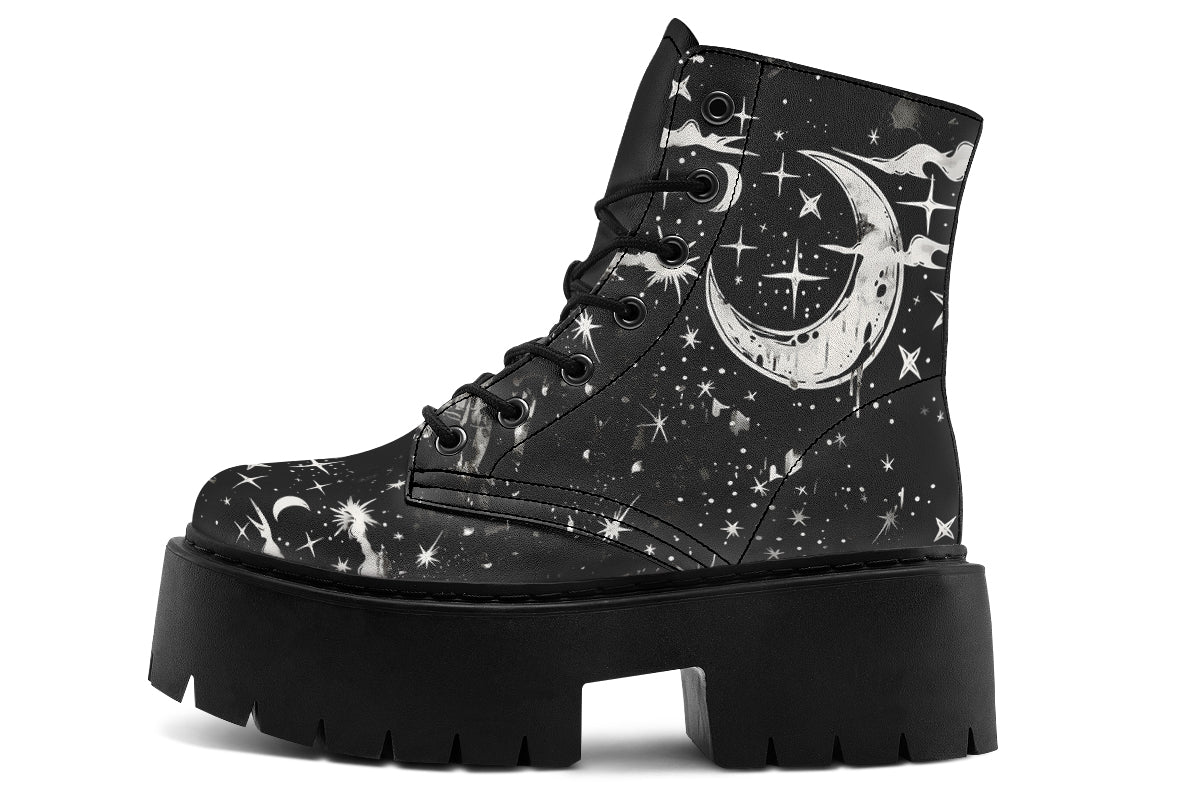 Nightfall Platform Boots – Rogue + Wolf Vegan-Leather Celestial Goth Boots
