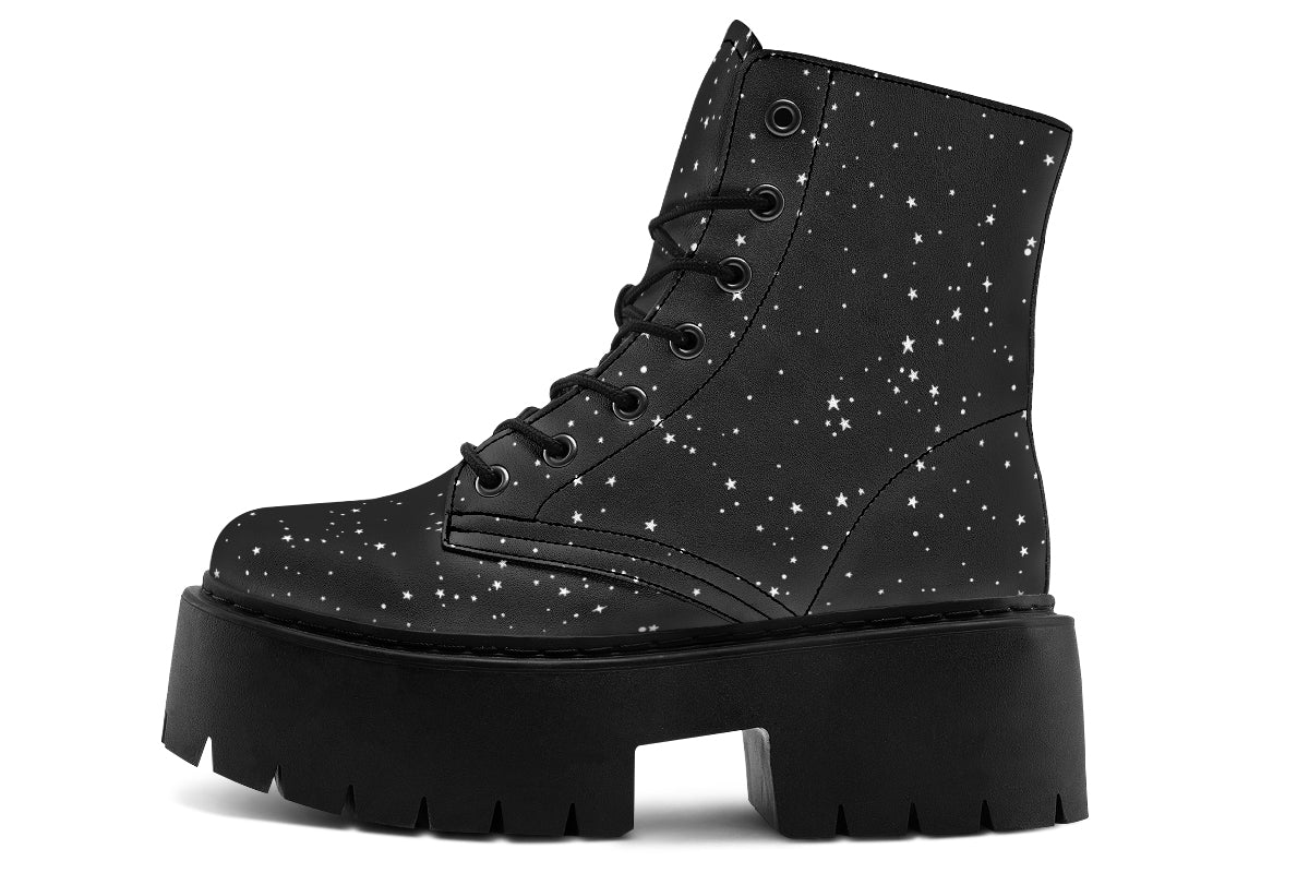 Starry Night Platform Boots – Rogue + Wolf Vegan-PU Celestial Goth Boots