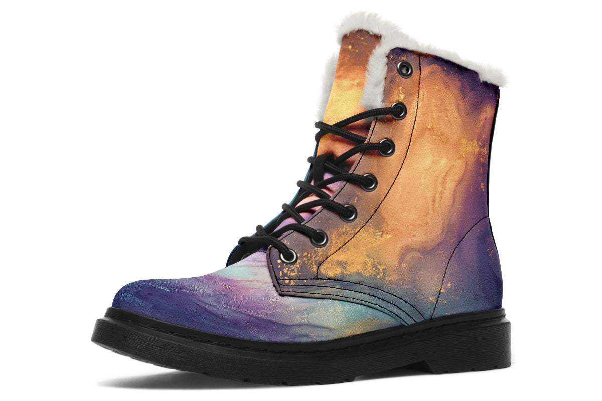 Aurora Pearl Winter Boots – Rogue + Wolf Micro-Suede Cosmic Goth Boots