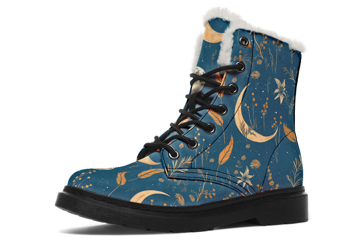 Blue Moonlit Botanica Winter Boots – Rogue + Wolf Blue Micro-Suede ...