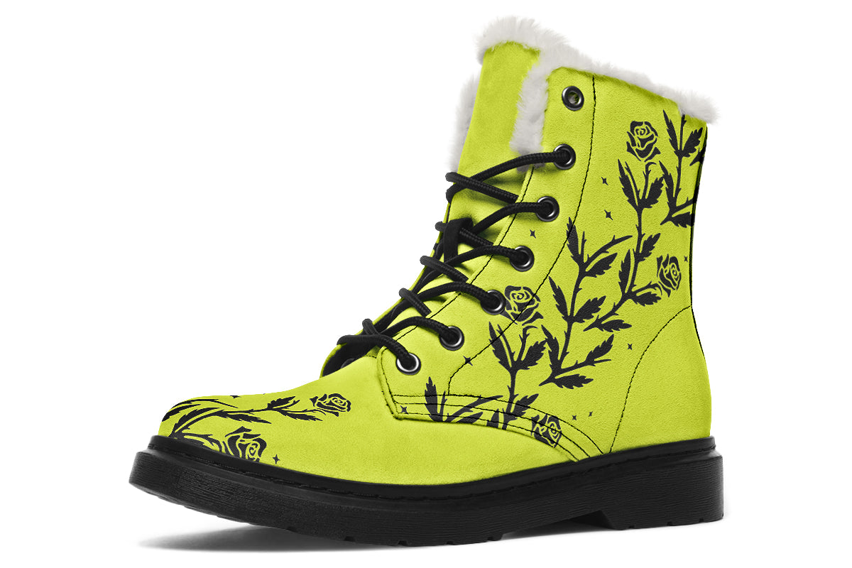 Lime Black Widow Winter Boots – Rogue + Wolf Lime Micro-Suede Witchy Boots