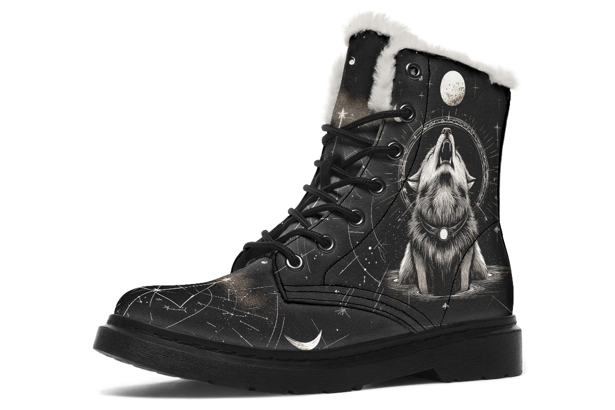 Moonbound Wolf Winter Boots – Rogue + Wolf Vegan Microsuede Witchy Boots