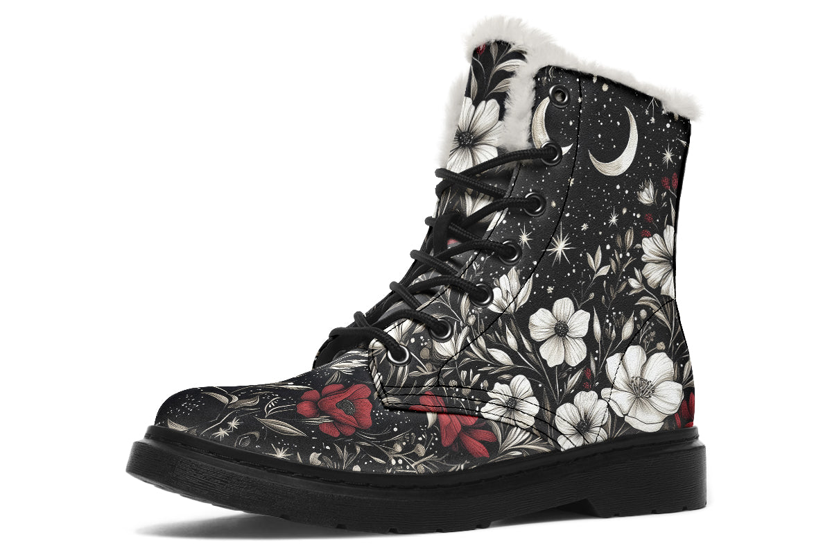 Quiet Winter Boots – Rogue + Wolf Vegan Suede Botanical Witch Boots