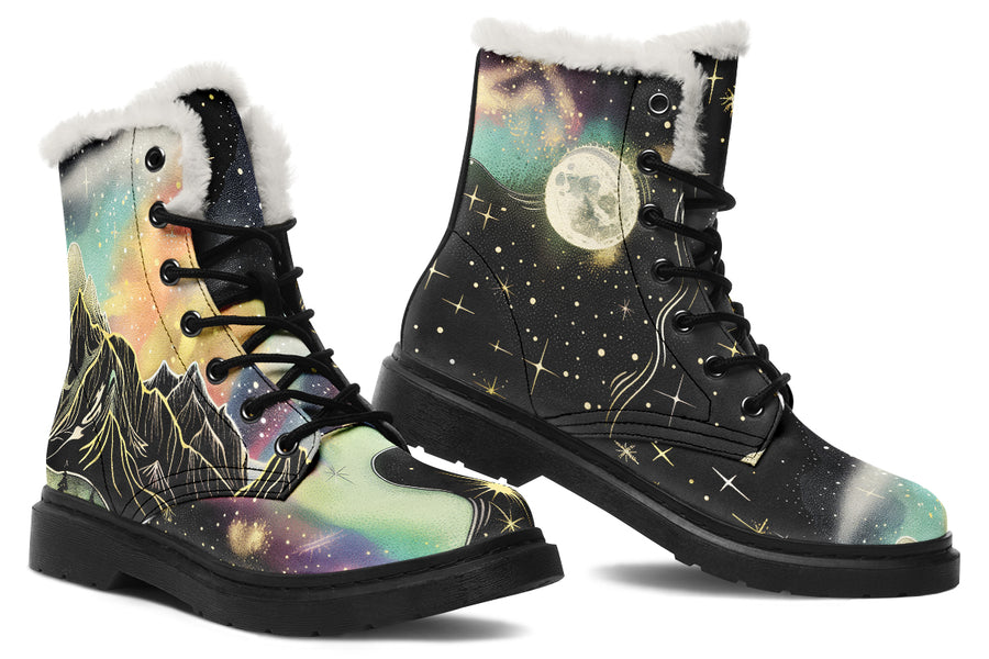 Starlit Wanderer Winter Boots – Rogue + Wolf Vegan Suede Celestial Boots