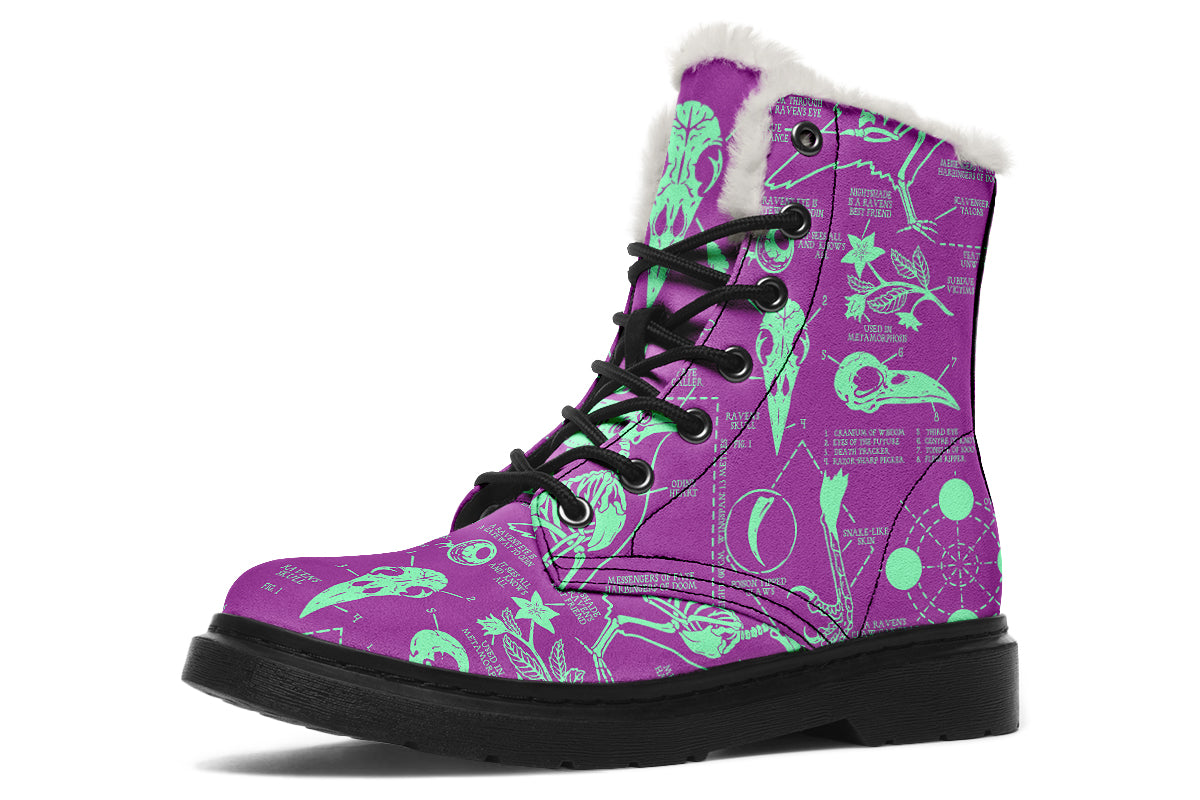 Ultraviolet Raven Study Winter Boots – Rogue + Wolf Vegan Suede Witchy ...