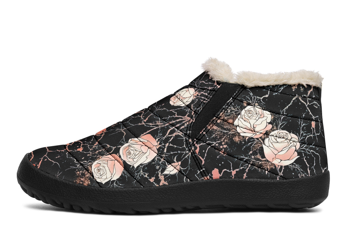 Blush Kintsugi Rose Winter Sneakers - Warm & Easy Slip-On Shoes Lined ...