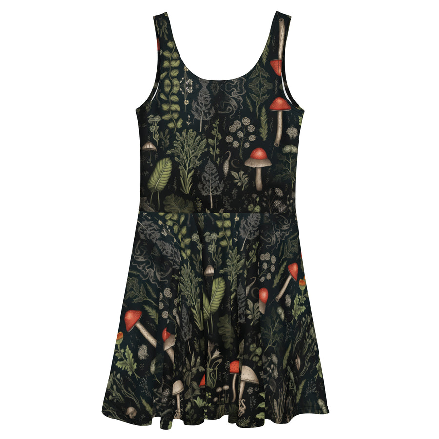 Foraging Skater Dress - Dark Academia Cute Botanical Vegan Dress, Witc ...