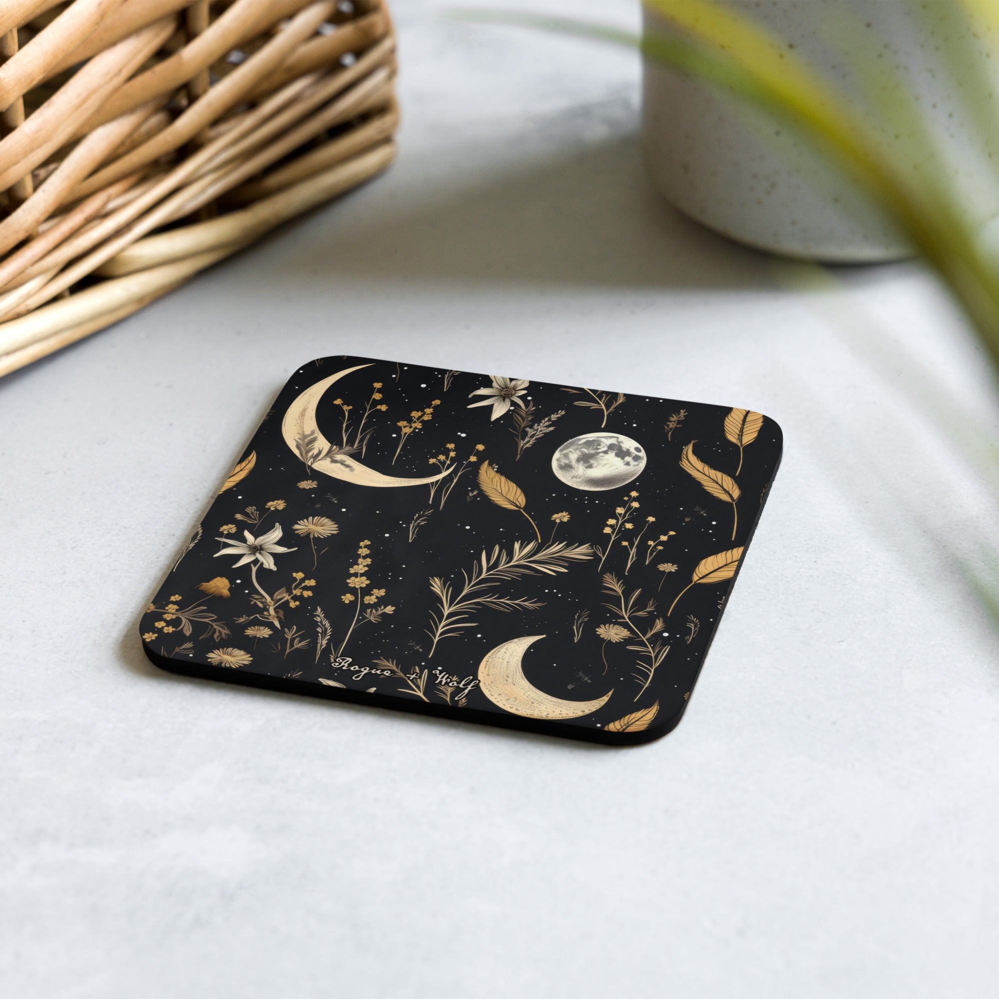 Moonlit Botanica Coaster - Witchy Gothic Drinkware Table Setup - Dark ...