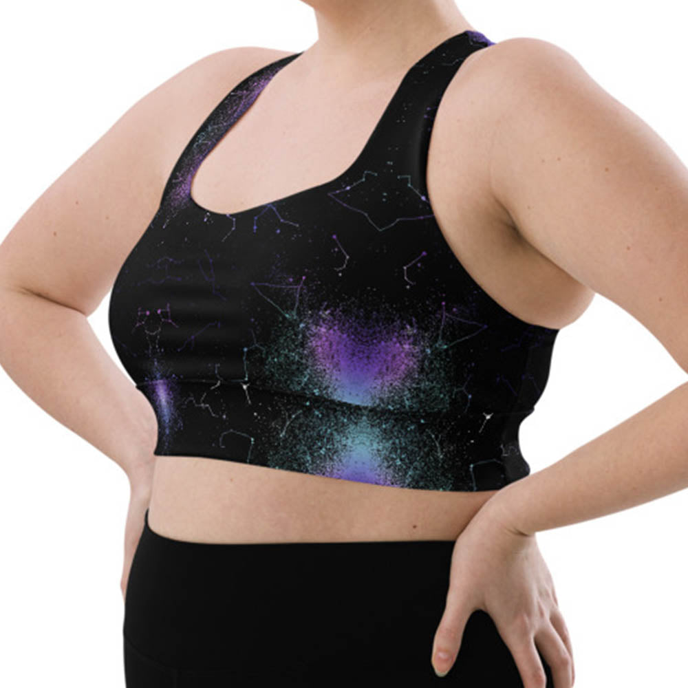 Aurora Longline Sports Bra – Rogue + Wolf Polyester Celestial Goth ...